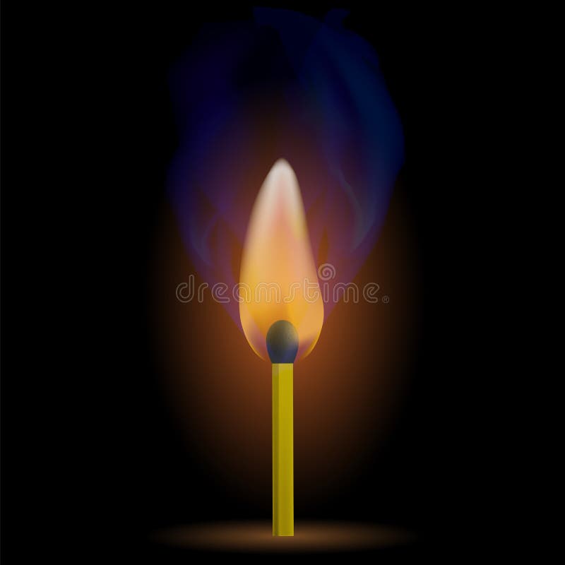 Burning Match with Fire Flame Stock Illustration - Illustration of glow ...