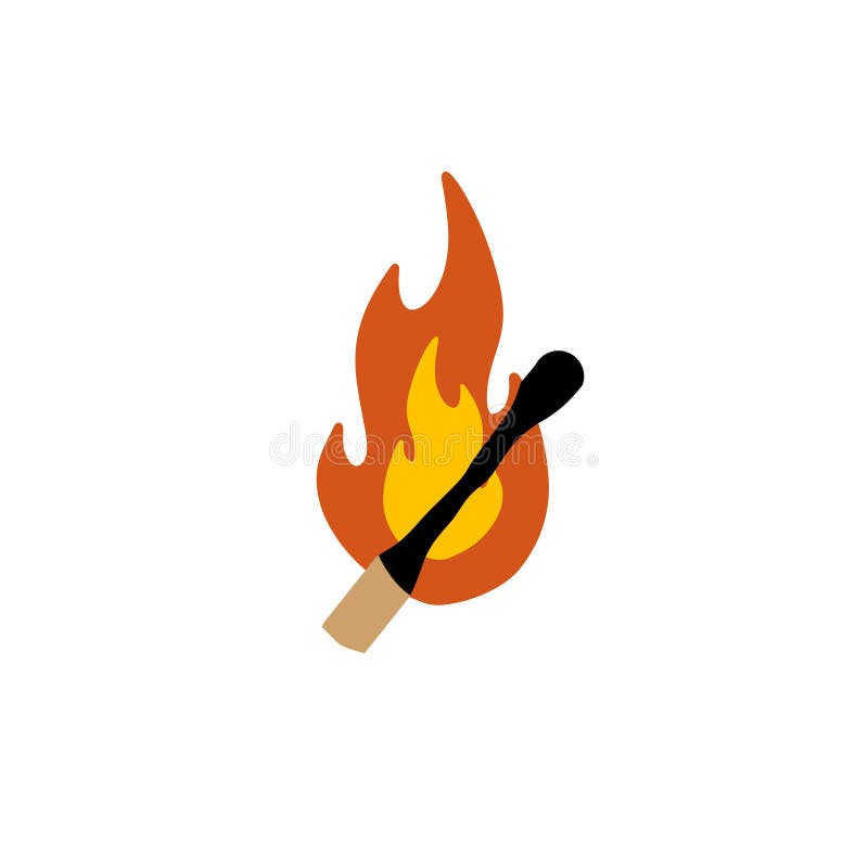 Burning Match. Flame on Wooden Stick. Fire and Ignition Stock Vector ...