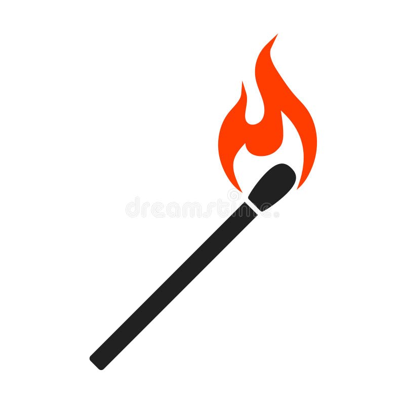 Burning Match Icon in Flat Style. Stock Vector - Illustration of sign ...