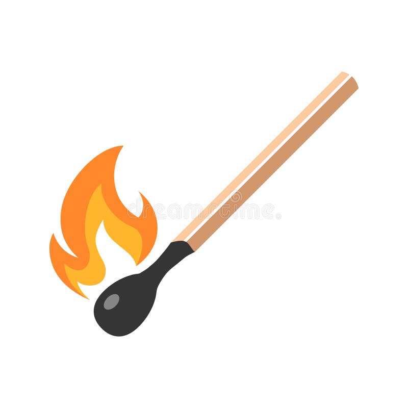 Burning Match Vector Icon in Flat Style Stock Vector - Illustration of ...