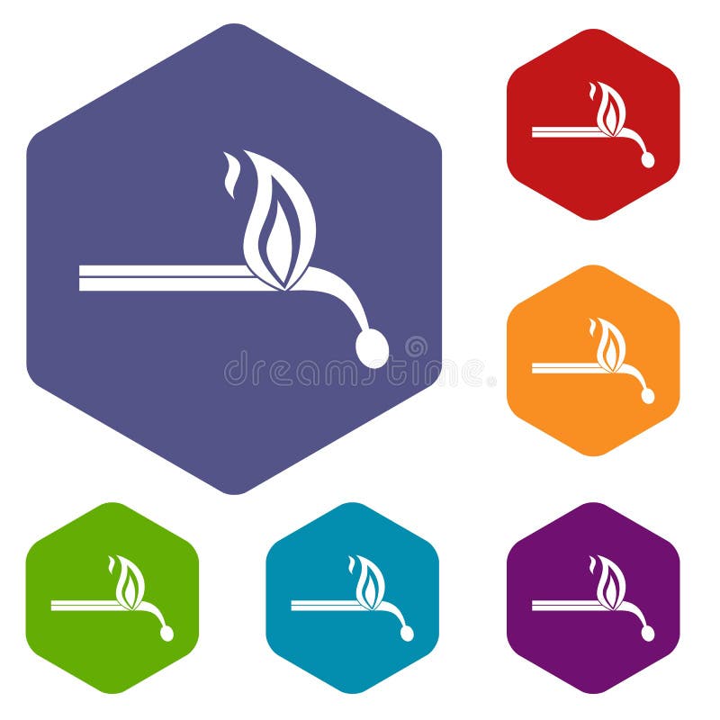 Burning Match Icons Set Hexagon Stock Vector - Illustration of alarm ...