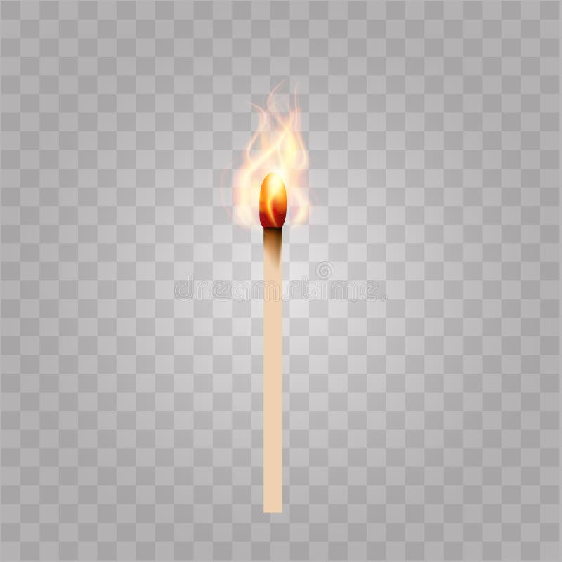 Burning Match, Realistic Vector Fire with Overlap Effect on a ...
