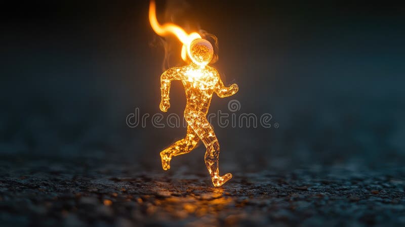 Burning Match Shaped Like a Running Man Stock Illustration ...