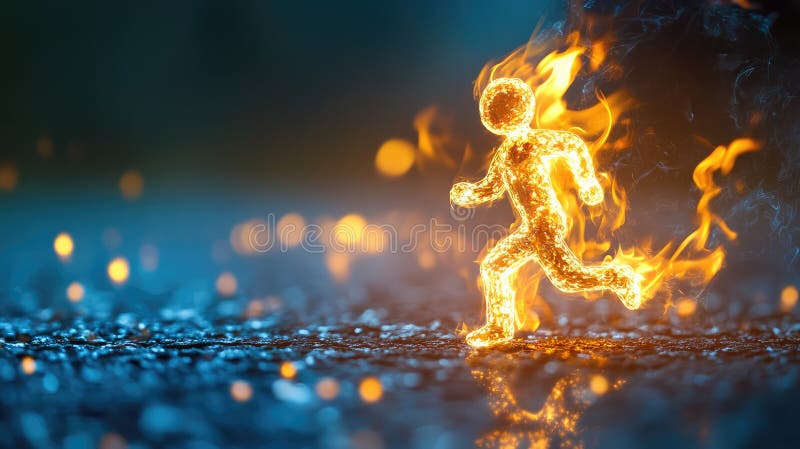 Burning Match Shaped Like a Running Man Stock Illustration ...