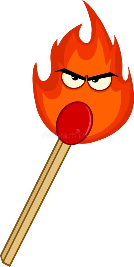 Evil Fire Cartoon Character with Open Arms in Front of Flames Stock ...