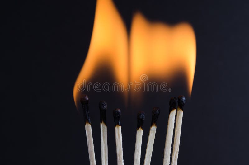 Burning Match Against Background Blue Flame Burning Burner Stock Image ...