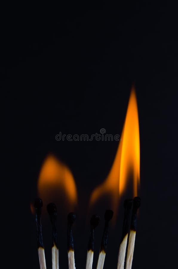 Burning Match Against Background Blue Flame Burning Burner Stock Image ...