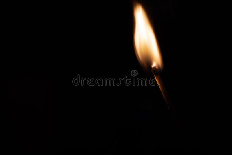 Burning Matchstick on Black Background Stock Photo - Image of flammable ...