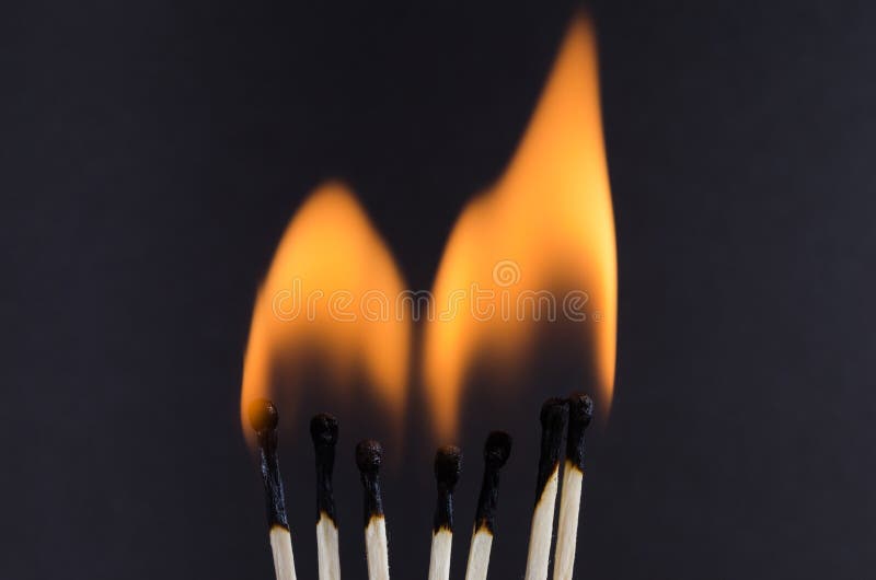Burning Match Against Background Blue Flame Burning Burner Stock Image ...