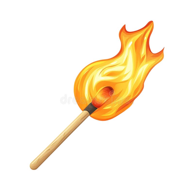 Burning Matchstick with Bright Flame Isolated on Black Background Stock ...