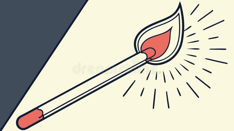 Burning Matchstick, Bright Ignition, Warm Flame, Starting Light, Vector ...