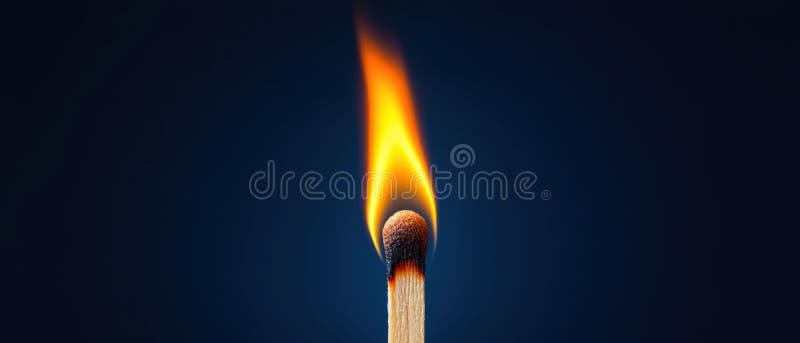 Burning Matchstick on Dark Background Stock Illustration - Illustration ...