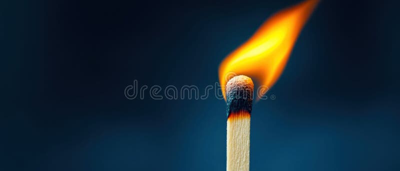 Burning Matchstick on Dark Background Stock Illustration - Illustration ...