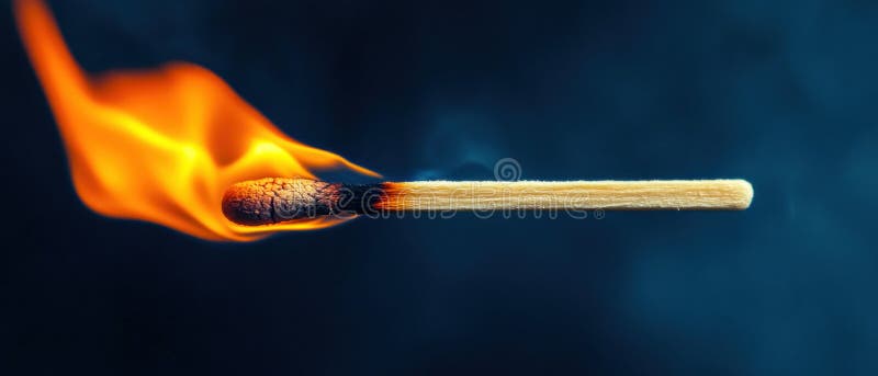Burning Matchstick on Dark Background Stock Illustration - Illustration ...