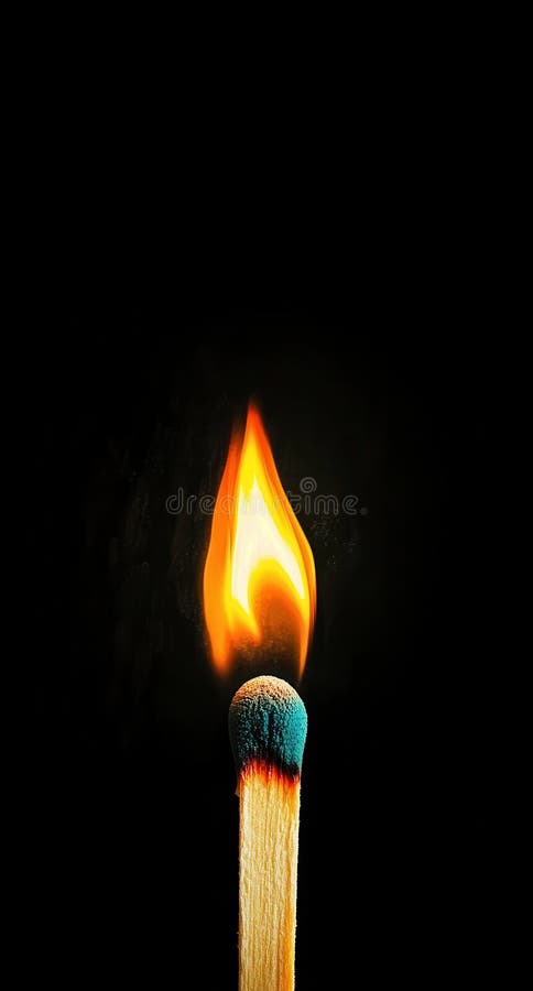 Burning Matchstick with Dynamic Flame Movement Stock Image - Image of ...