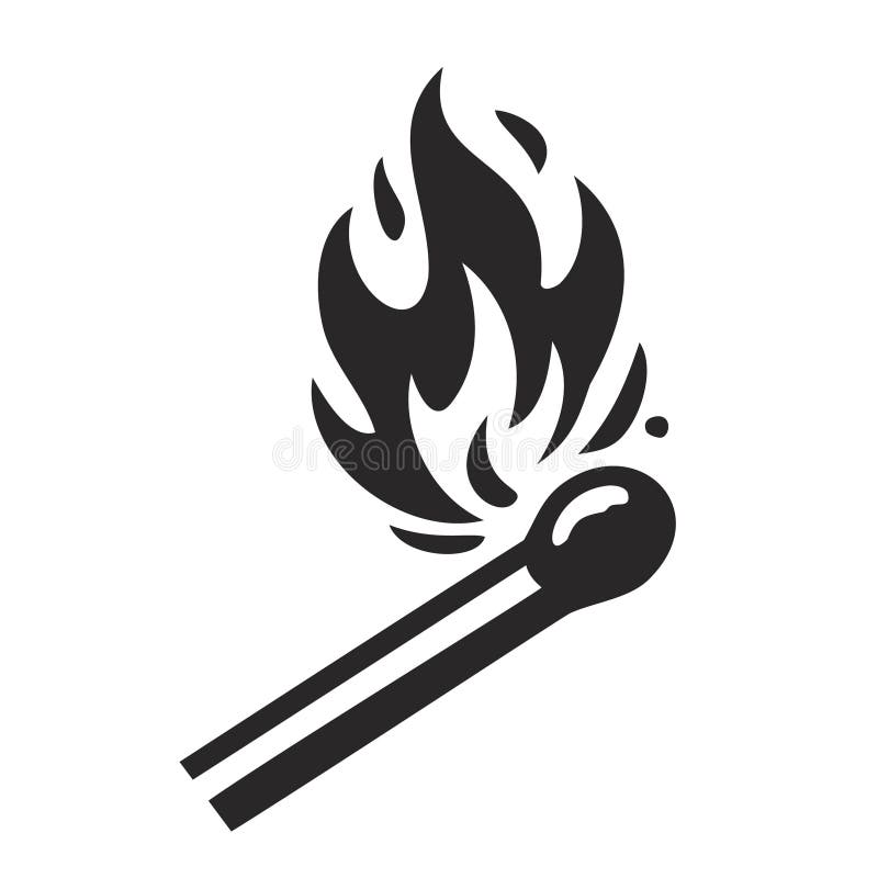 A Burning Matchstick with Flames Rising from Its Tip Stock Vector ...