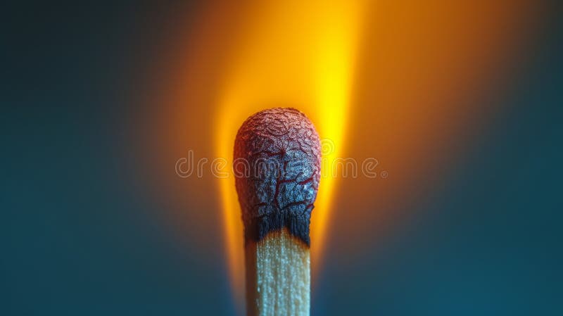 Burning Matchstick with Igniting Flame, Close-up View. Energy and ...