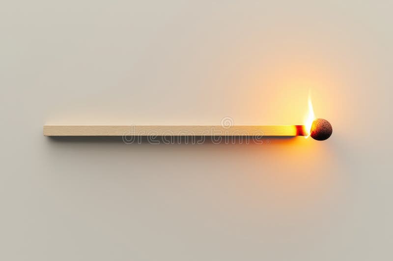 Burning Matchstick Igniting on a Neutral Background, Symbolizing Fire ...