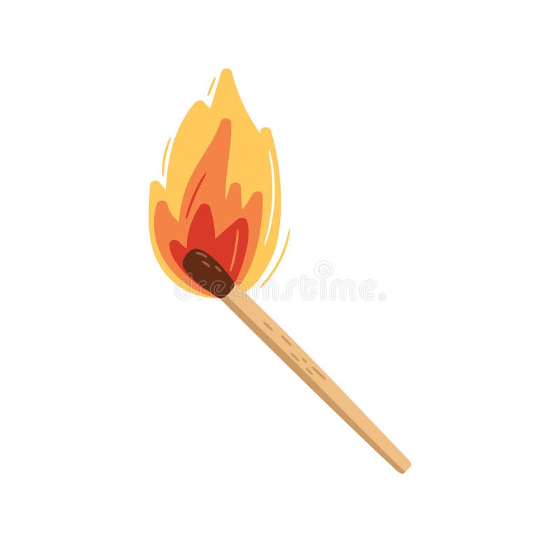 Burning Matchstick. Match Stick with Fire Vector Illustration Stock ...