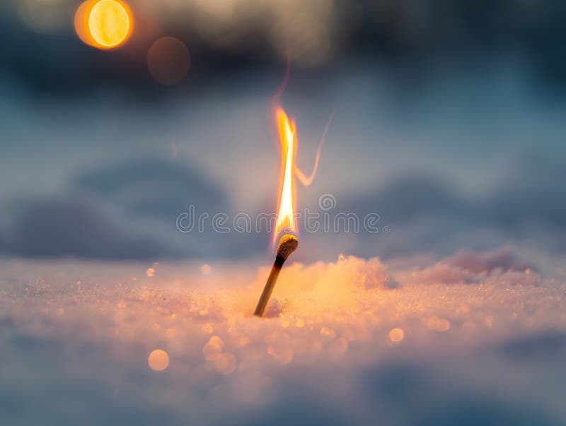 Burning Matchstick in Snow stock image. Image of winter - 325425789
