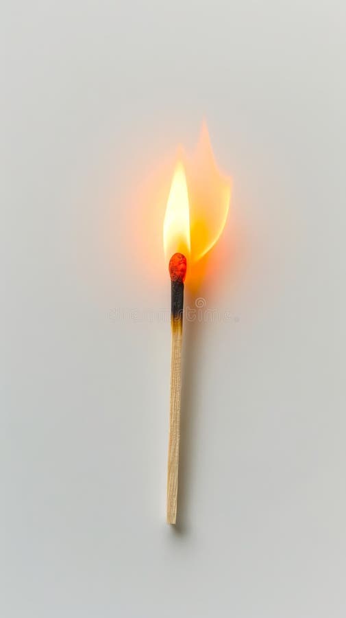 Burning Matchstick with Vibrant Flame and Smoke. Concept of Ignition ...