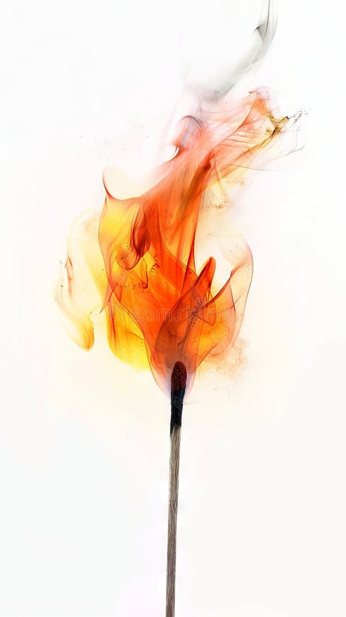 Burning Matchstick with Vibrant Flame and Smoke. Concept of Ignition ...