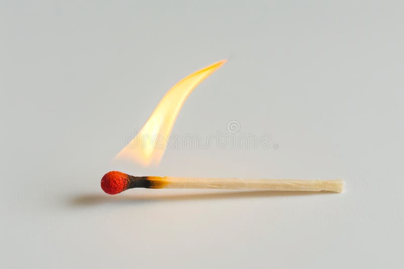 Burning Matchstick on a White Background. Concept of Fire, Ignition ...