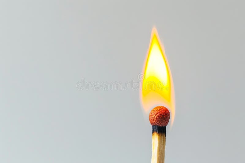 Lit Matchstick with White Background Concept of Fire Ignition Light ...
