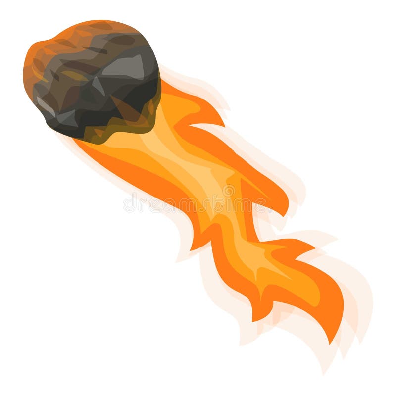 Burning Meteorite Flying with Fire Tail on White Background Stock ...