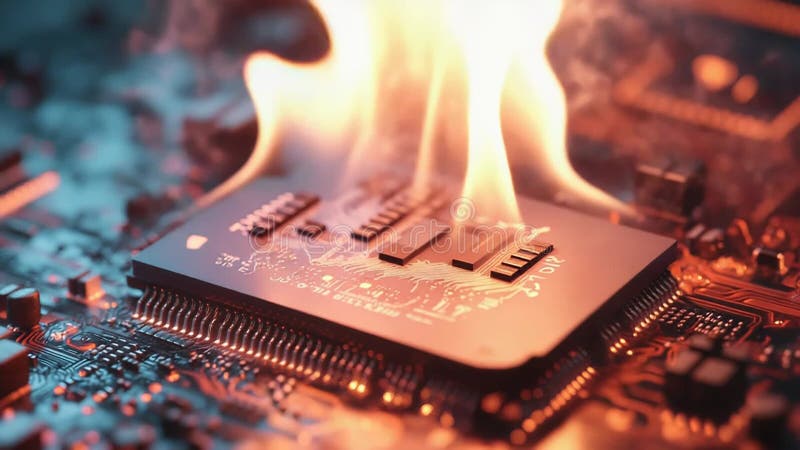 Burning Microchip on Motherboard is Catching Fire Stock Video - Video ...