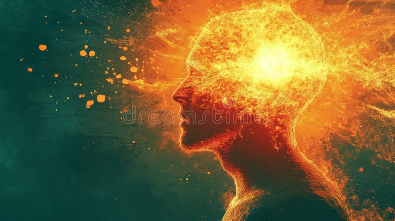 Burning Mind Exploding with Creative Ideas and Inspiration Stock Image ...
