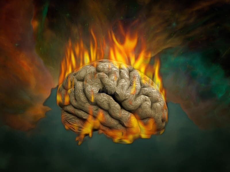 Flaming brain cartoon stock vector. Illustration of grunge - 38039018