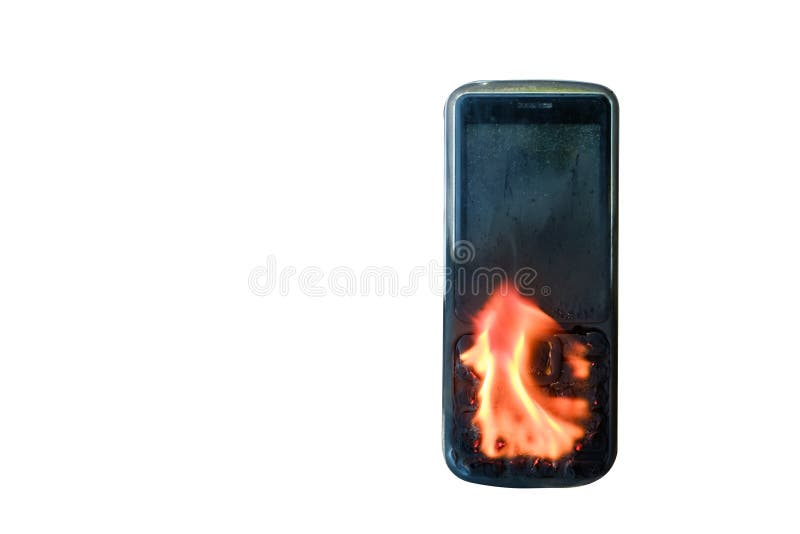 Burnt Mobile Phone Isolated on White Stock Photo - Image of fire, table ...