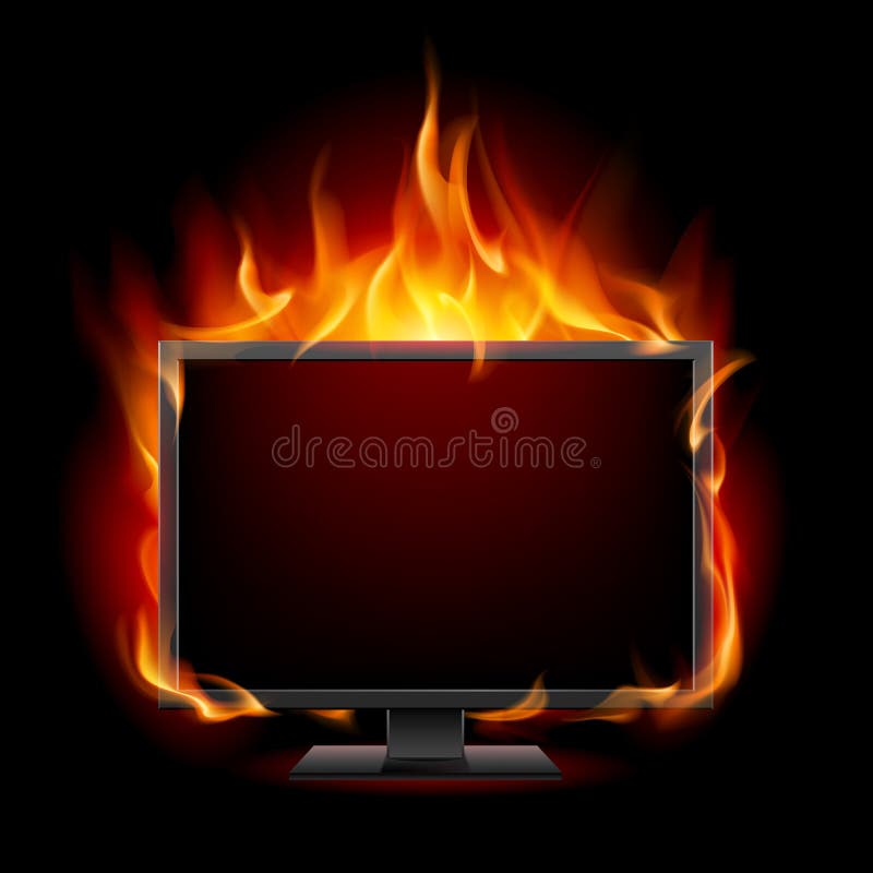 Laptop, Notebook, burning stock illustration. Illustration of battery ...