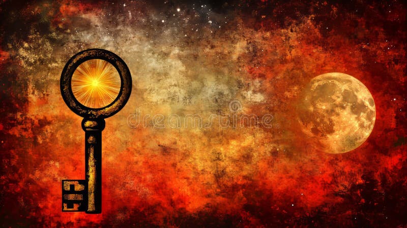 The Burning Moon S Secrets Revealed through the Celestial Key Stock ...