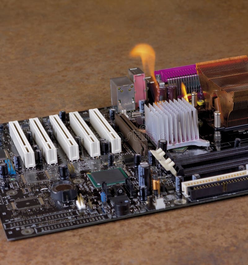 Burning motherboard stock image. Image of industry, equipment - 28133505