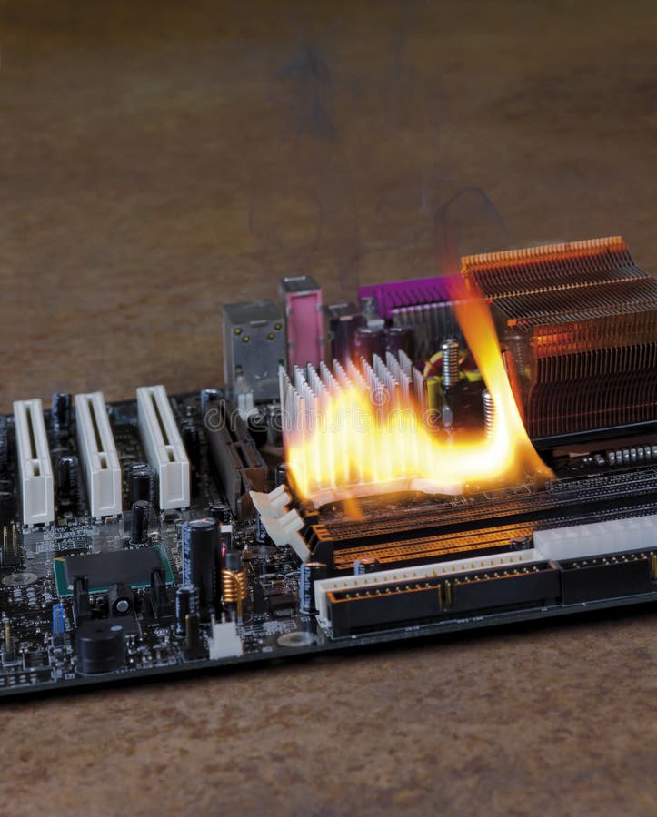 Burning motherboard stock photo. Image of control, engineering - 35431196