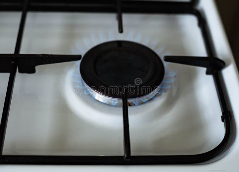 Burning Natural Gas in the Kitchen Gas Stove Stock Image - Image of ...