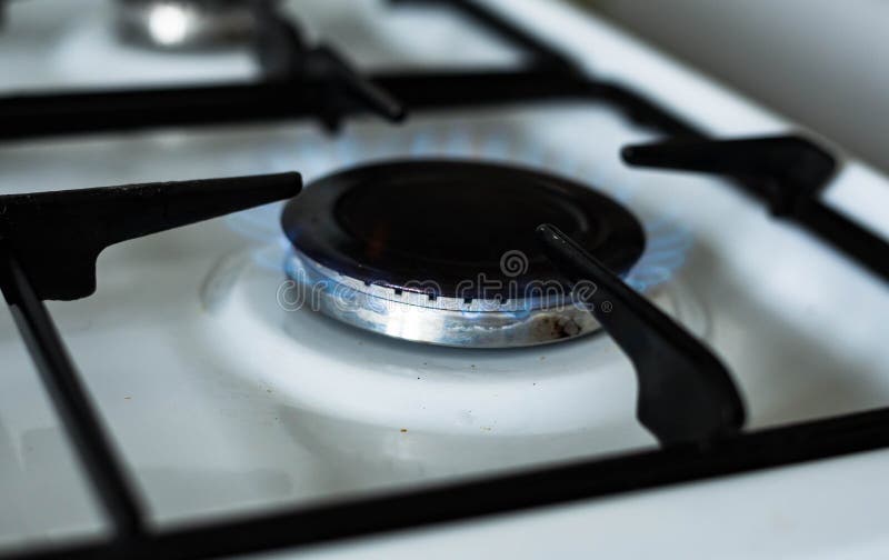Burning Natural Gas in the Kitchen Gas Stove Stock Photo - Image of ...