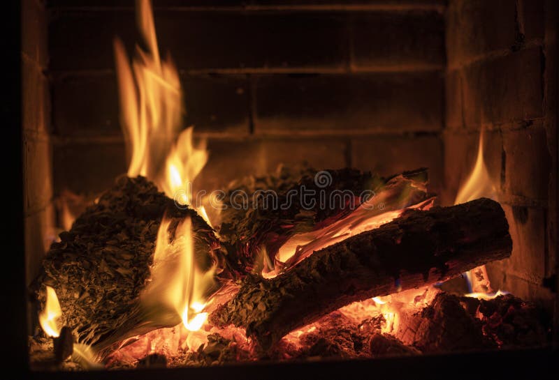 Burning Notebook with a Past Life in the Fireplace Stock Image - Image ...