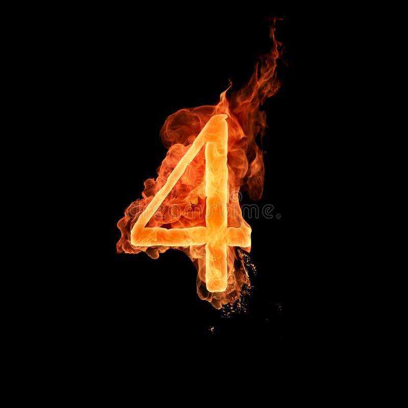 Burning number 4 stock illustration. Illustration of font - 4108954
