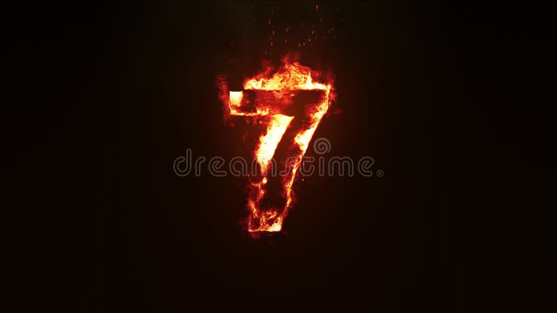 Burning Number 7. Fire Number Stock Footage - Video of fiery, design ...