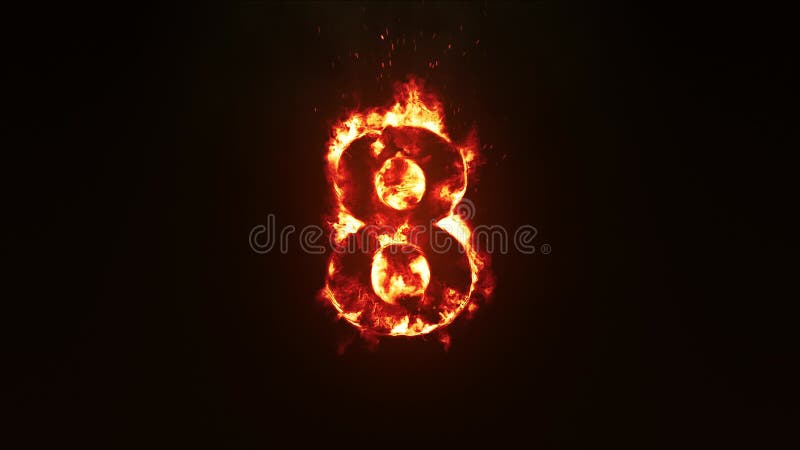 Burning Number 8. Fire Number Stock Footage - Video of fiery, number ...