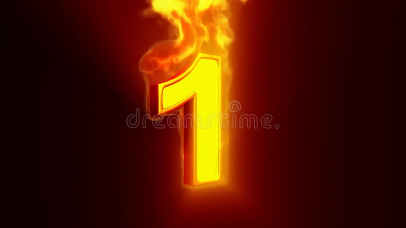 Video: Burning number 1, 3D realistic high detail animation rendering ...