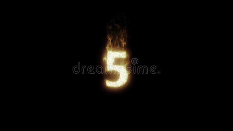Burning Number 5. Fire Number. Alpha Channel. Transparent Background ...