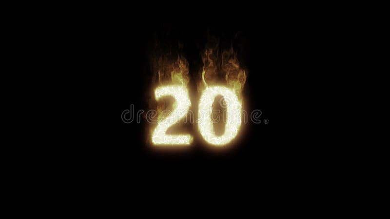 Burning Number 20. Fire Number. Alpha Channel. Transparent Background ...