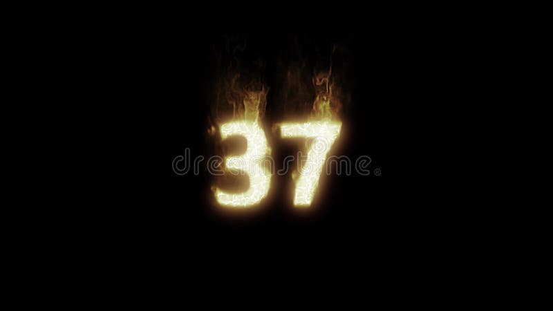Burning Number 37. Fire Number. Alpha Channel. Transparent Background ...