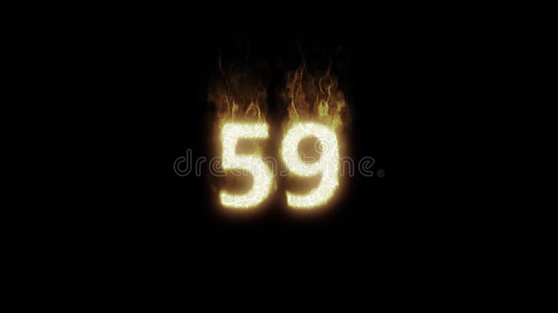 Burning Number 59. Fire Number. Alpha Channel. Transparent Background ...