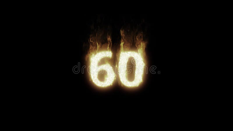 Burning Number 60. Fire Number. Alpha Channel. Transparent Background ...