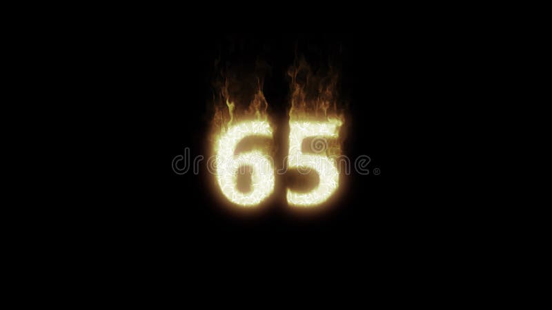 Burning Number 65. Fire Number. Alpha Channel. Transparent Background ...